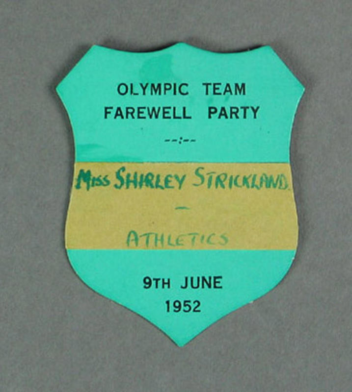 Olympic Team Farewell Party Name Tag Worn By Shirley Strickland Australian Sports Museum olympic-team-farewell-party-name-tag-worn-by-shirley-strickland-australian-sports-museum