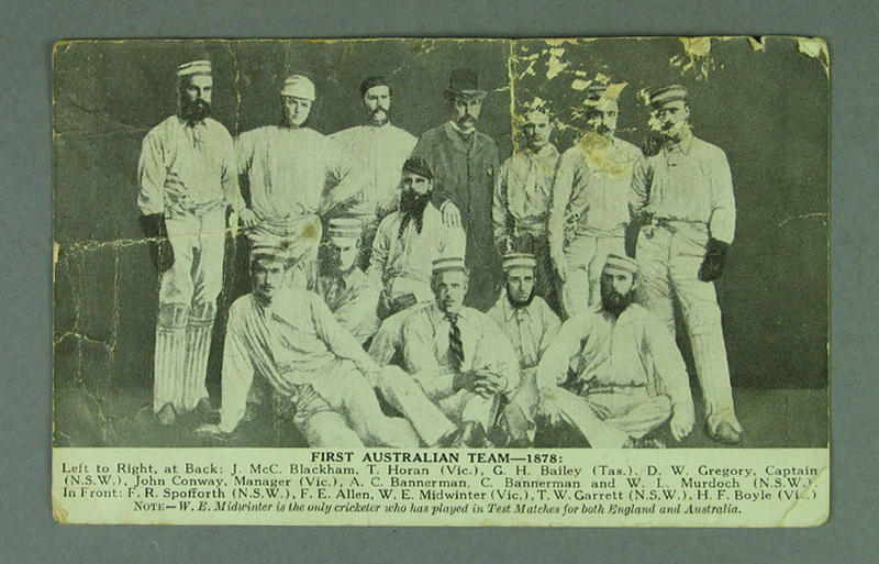Postcard: 'First Australian Team 1878' - sent by the ABC to Cricket ...