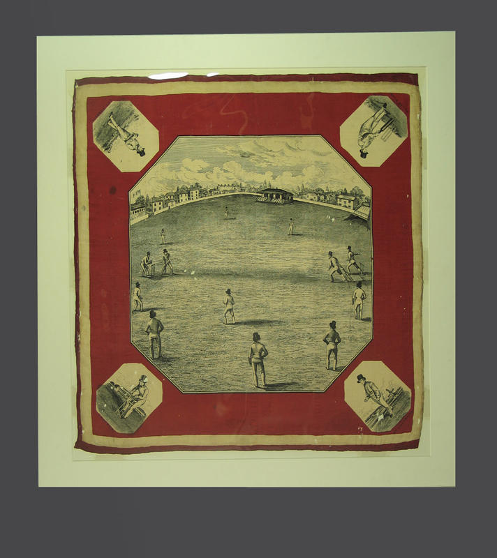 Silk square - images of cricketers, Wm Lillywhite, Fuller Pilch, Thomas ...