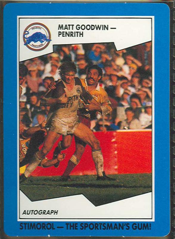1989 Stimorol Rugby League Matt Goodwin trade card - Australian Sports ...