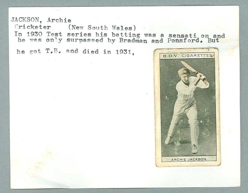Trade card featuring Archie Jackson, BDV Cigarettes c1930s - Australian ...