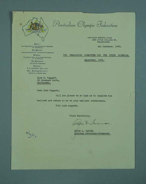 Letter to Sybil Taggart from Edgar Tanner, 4 Dec 1953 - Australian ...