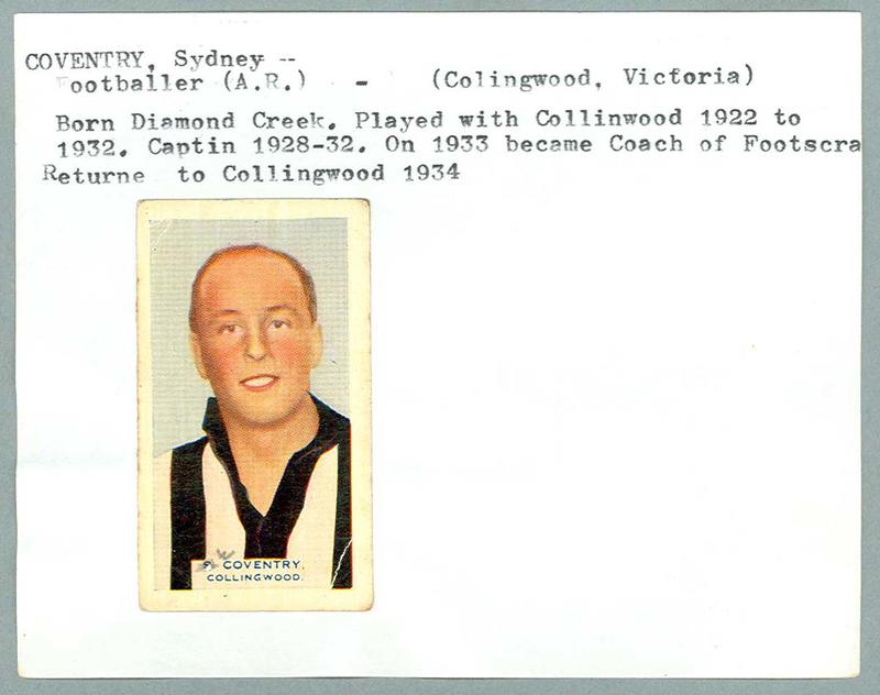 Trade card featuring Syd Coventry, Godfrey Phillips Cigarettes 1933 ...