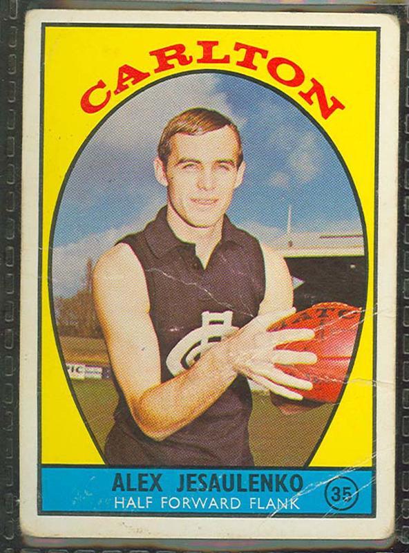 1968 Scanlens (Scanlens) Australian Football Alex Jesaulenko Trade Card ...