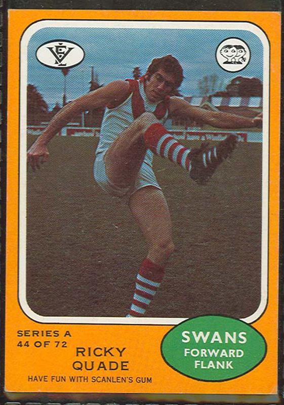 1973 Scanlens (Scanlens) Australian Football Ricky Quade Trade Card ...