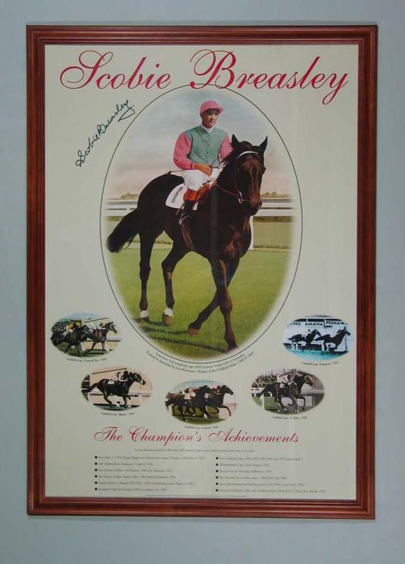 Poster featuring images of Scobie Breasley, framed - Australian Sports ...