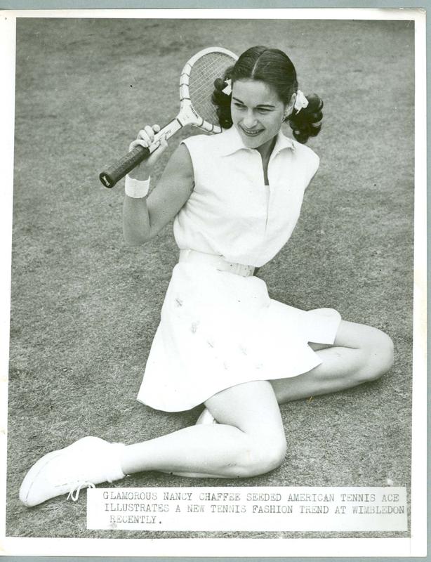 Black and white press photograph of American tennis player Nancy ...