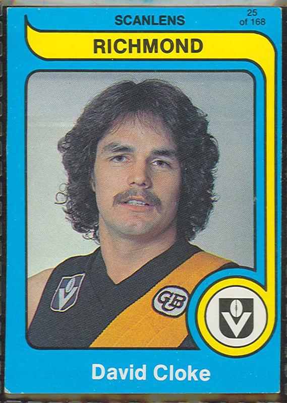 1980 Scanlens (Scanlens) Australian Football David Cloke Trade Card ...