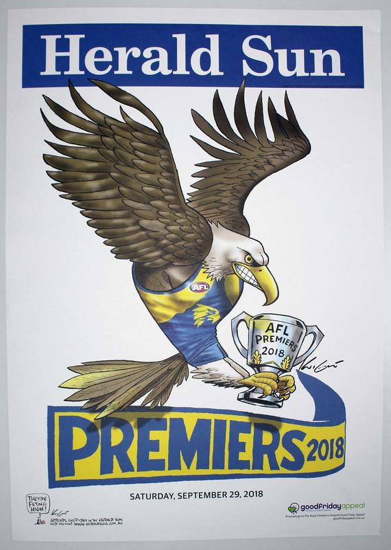 'Herald Sun' AFL West Coast Eagles Premiers poster, caricature by Mark ...