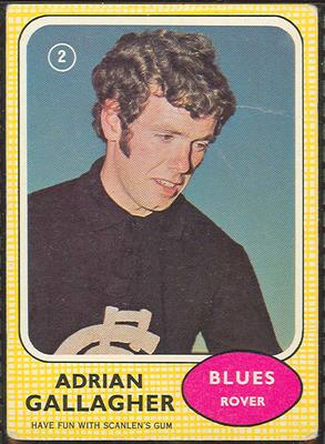 1970 Scanlen's Gum Australian Football, Adrian Gallagher trade card ...