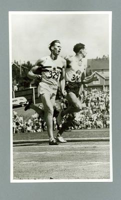 Photograph of John Landy and Roger Bannister, during a running race ...