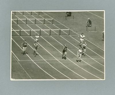Betty Cuthbert competing in the hurdles event at the MCG, 1956 Olympic ...