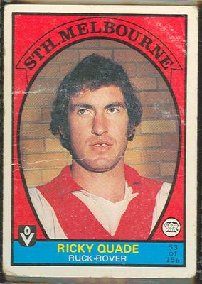 1978 Scanlens (Scanlens) Australian Football Ricky Quade Trade Card ...