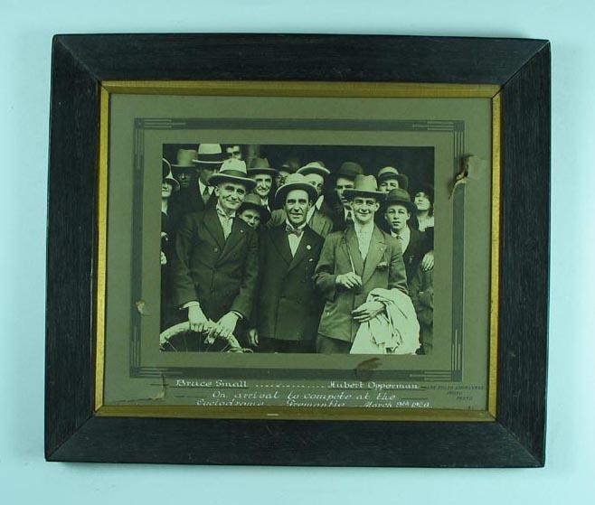 Bruce Small, Hubert Opperman, Arriving at the Cyclodrome, Fremantle, to ...