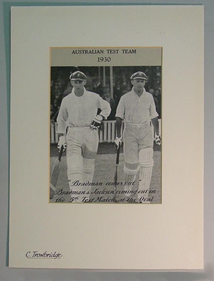 Photograph of Don Bradman & Archie Jackson walking out to bat, 1930 ...