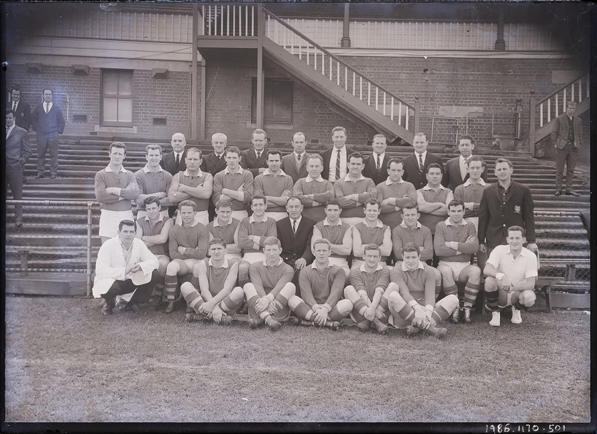 Glass plate negative, football team portrait - Australian Sports Museum