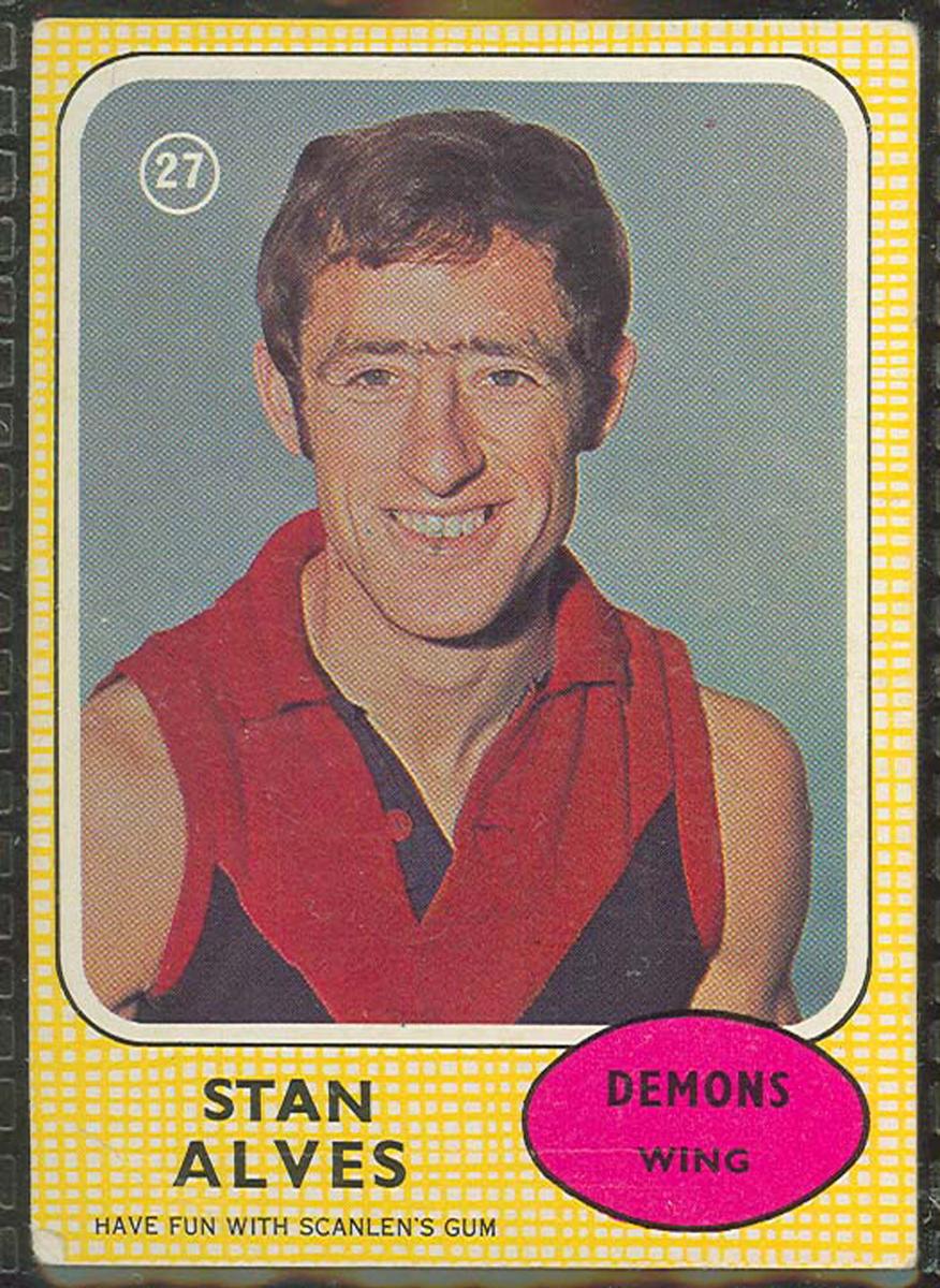 1970 Scanlen's Gum Australian Football, Stan Alves trade card ...