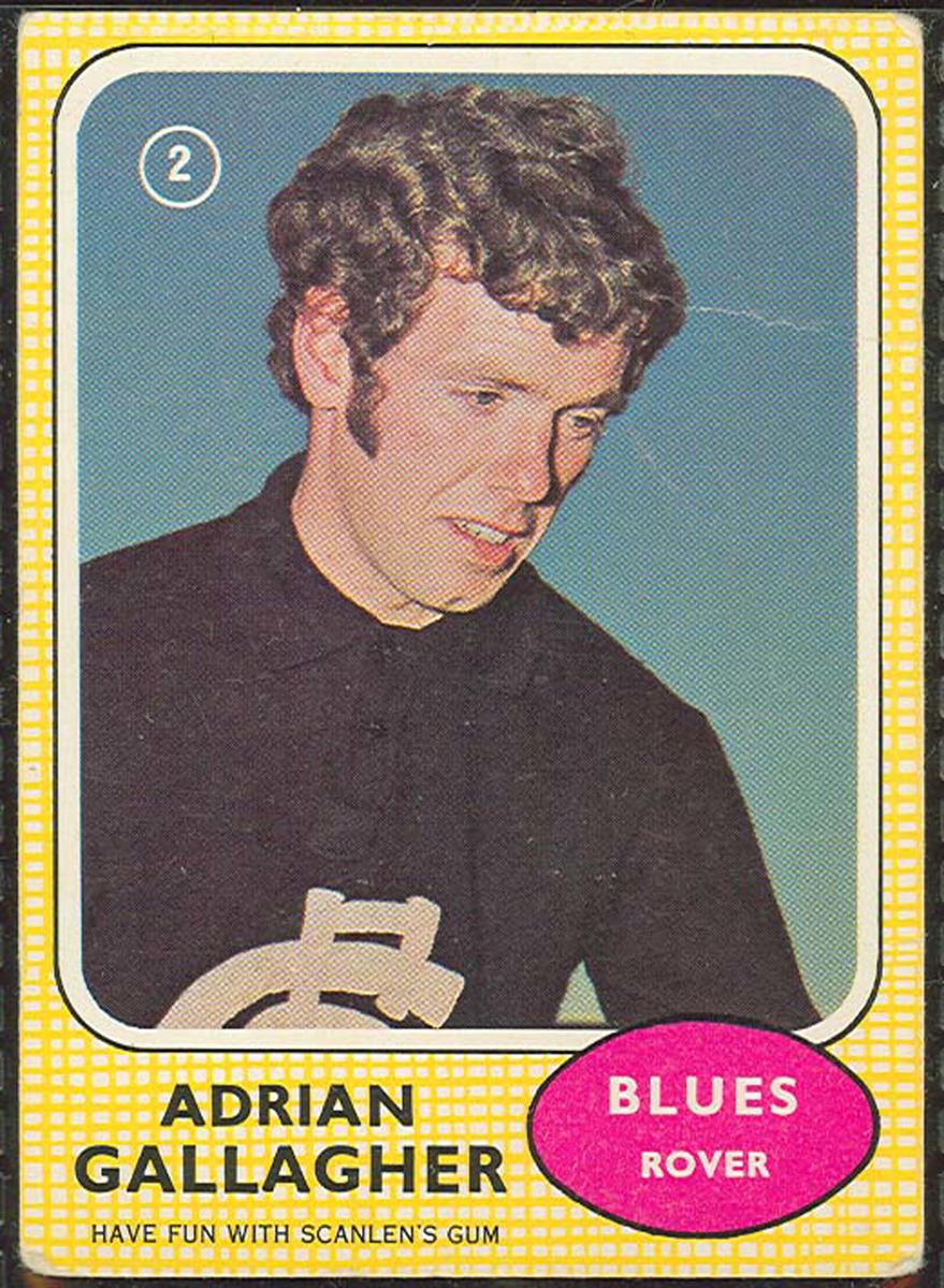 1970 Scanlen's Gum Australian Football, Adrian Gallagher trade card ...