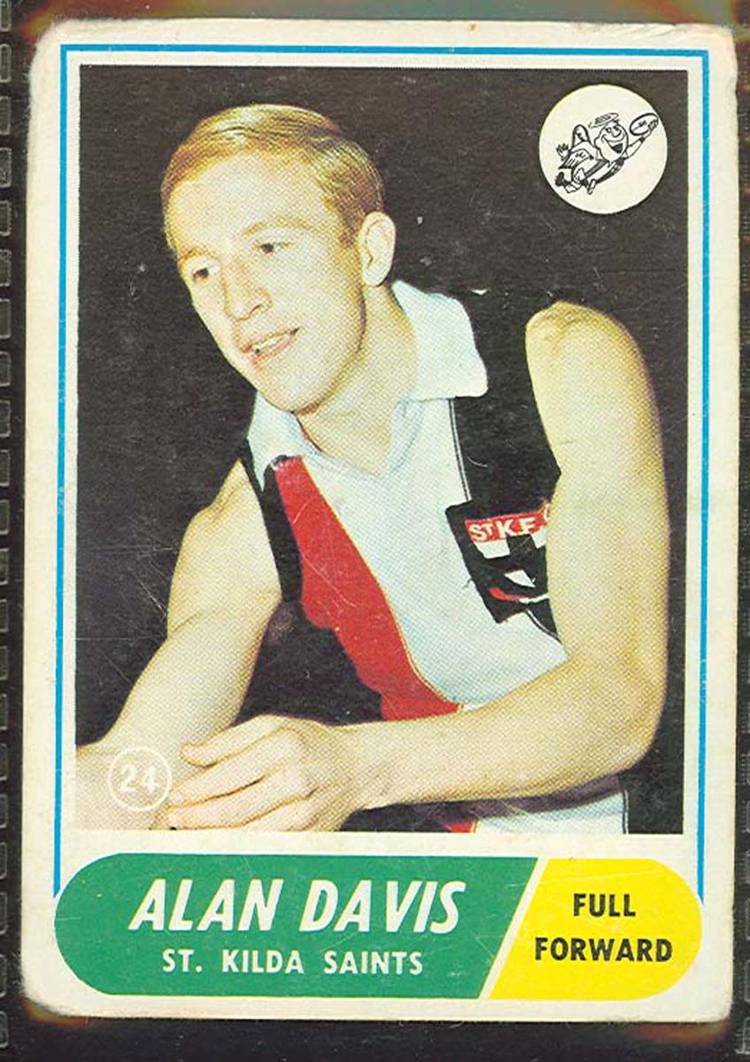1969 Scanlen's Gum Australian Football, Allan Davis trade card ...