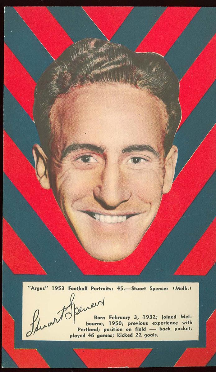 1953 Argus Football Portrait Stuart Spencer trade card - Australian ...