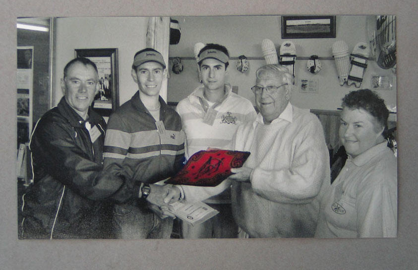 Photograph of Bruce Church presenting members of the Tinetti Family ...