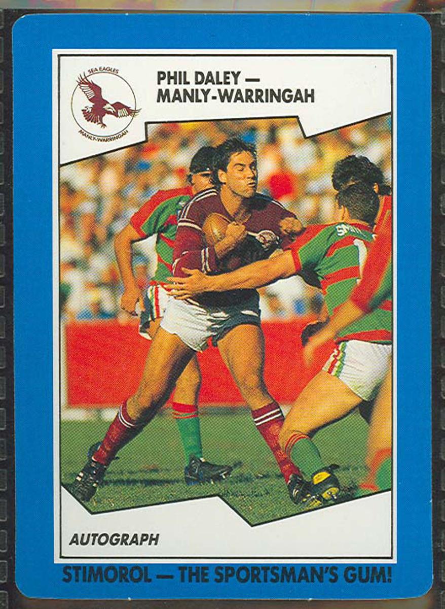 1989 Stimorol Rugby League Phil Daley trade card - Australian Sports Museum
