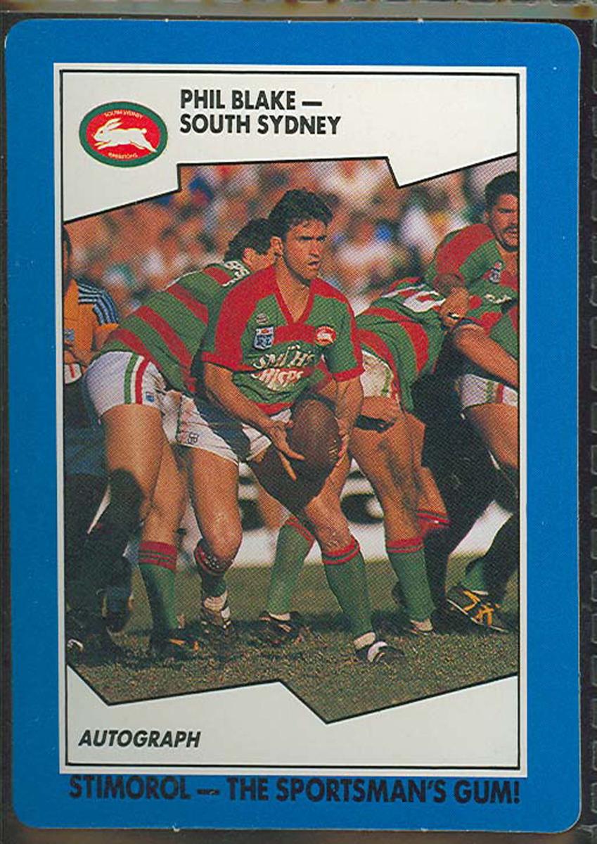 1989 Stimorol Rugby League Phil Blake trade card - Australian Sports Museum