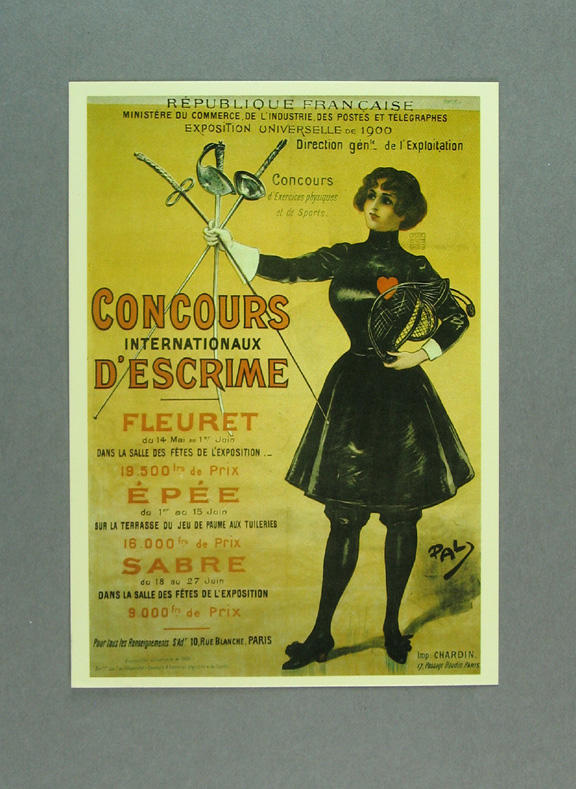 Postcard, 1900 Paris Olympic Games - Fencing program poster ...
