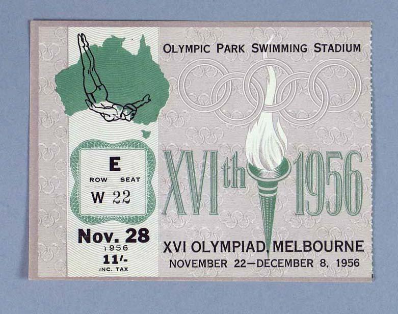 1956 Olympic Games Swimming Admission Ticket - Australian Sports Museum 1956 Olympic Games Swimming Admission Ticket - Australian Sports Museum