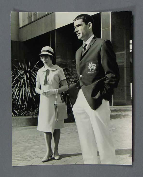 Photograph of Pam Kilborn and Ron Clarke modelling 1964 Olympic Games ...