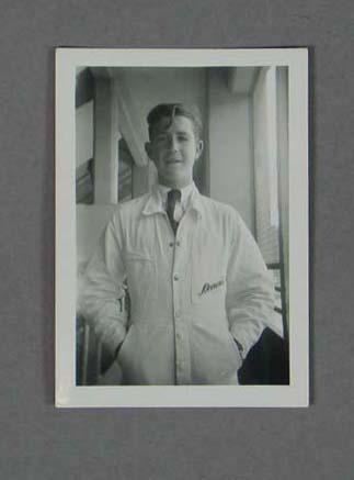 Photograph of Keith Freeman in Dennis Catering uniform, 1956 Olympic ...