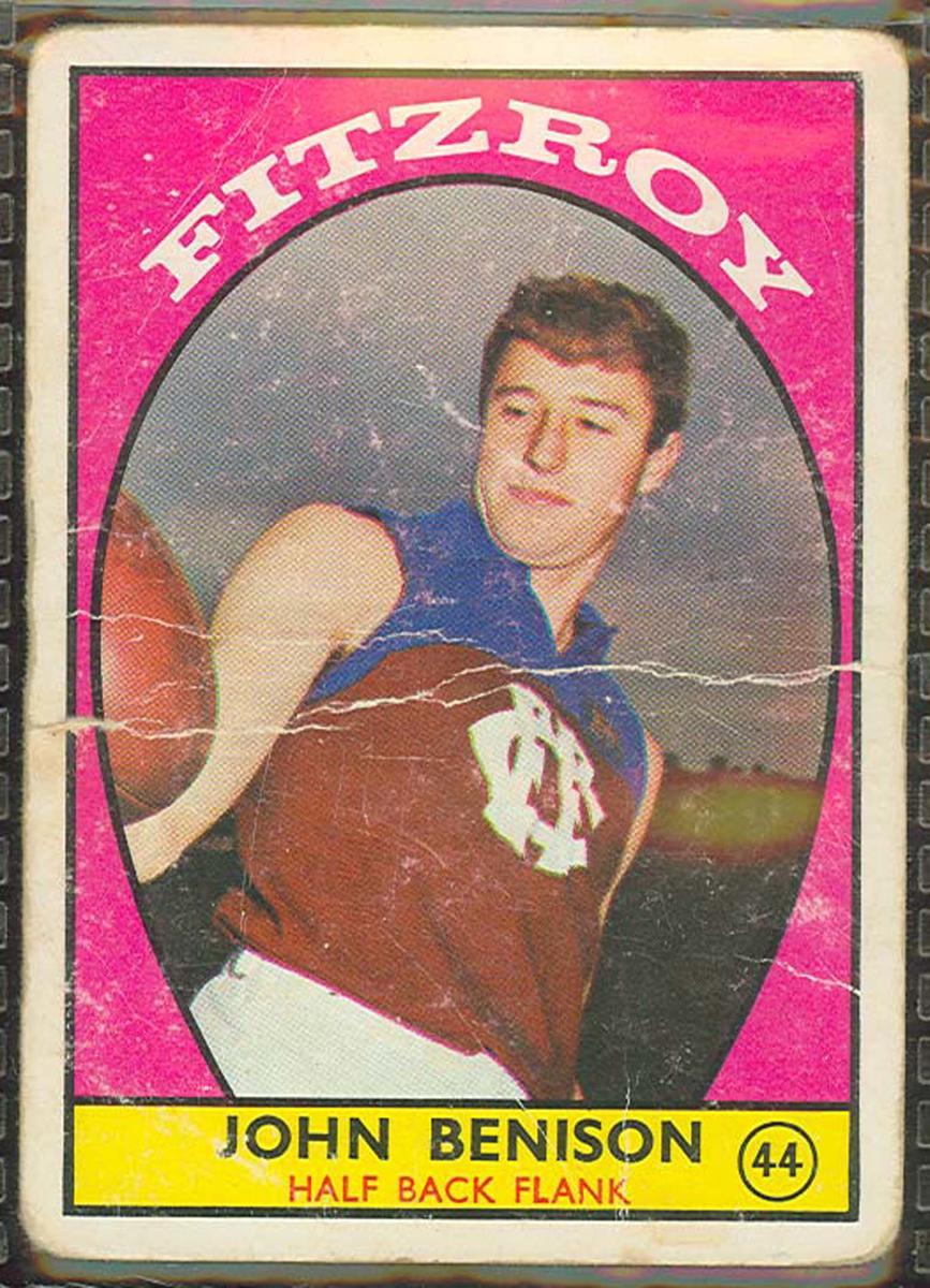 1968 Scanlens (Scanlens) Australian Football John Benison Trade Card ...