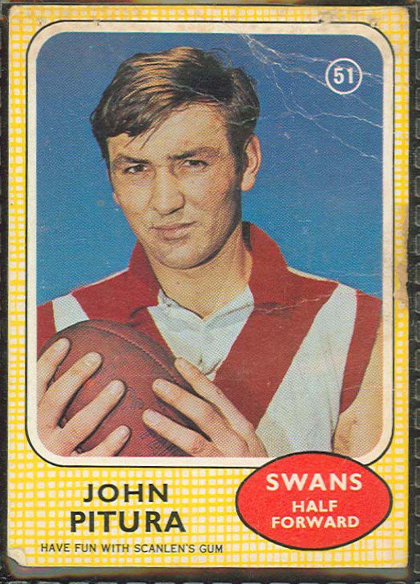 1970 Scanlens (Scanlens) Australian Football John Pitura Trade Card ...