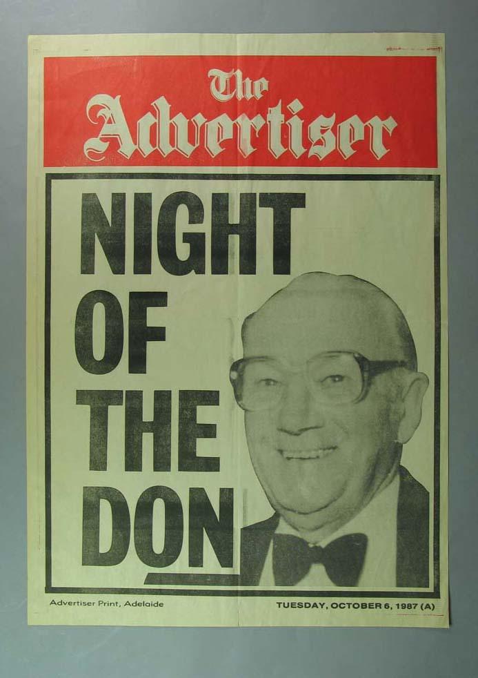 Poster for Adelaide Advertiser, "Night of the Don" 6 Oct 1987 ...