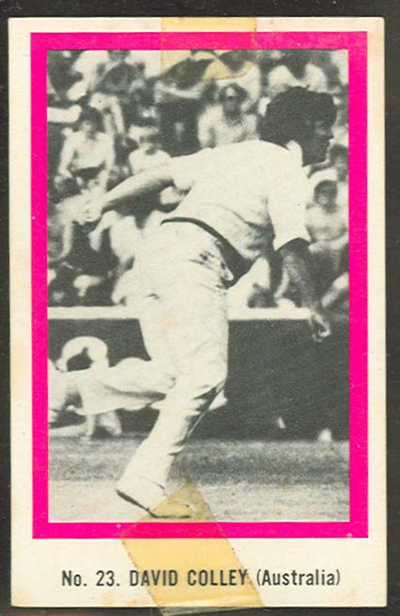 1974 Sunicrust (Sunicrust) Cricket David Colley Trade Card - Australian ...
