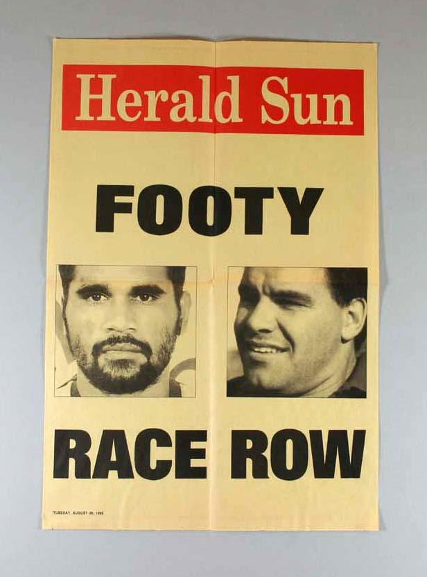 Herald Sun headline poster, "Footy Race Row" 29 Aug 1995 - Australian ...