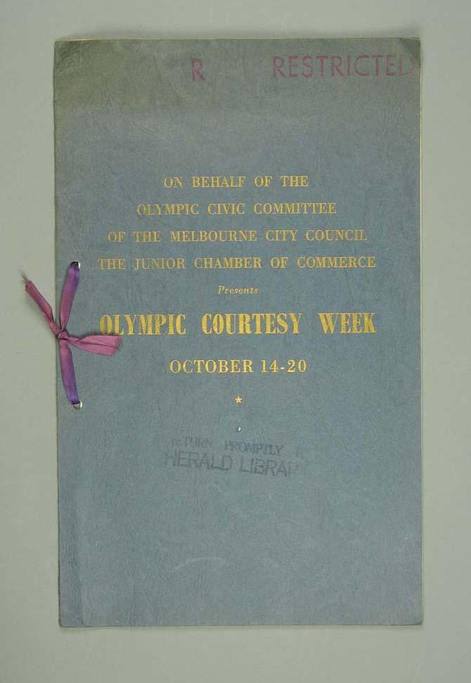 Brochure, "Olympic Courtesy Week" 1956 - Australian Sports Museum
