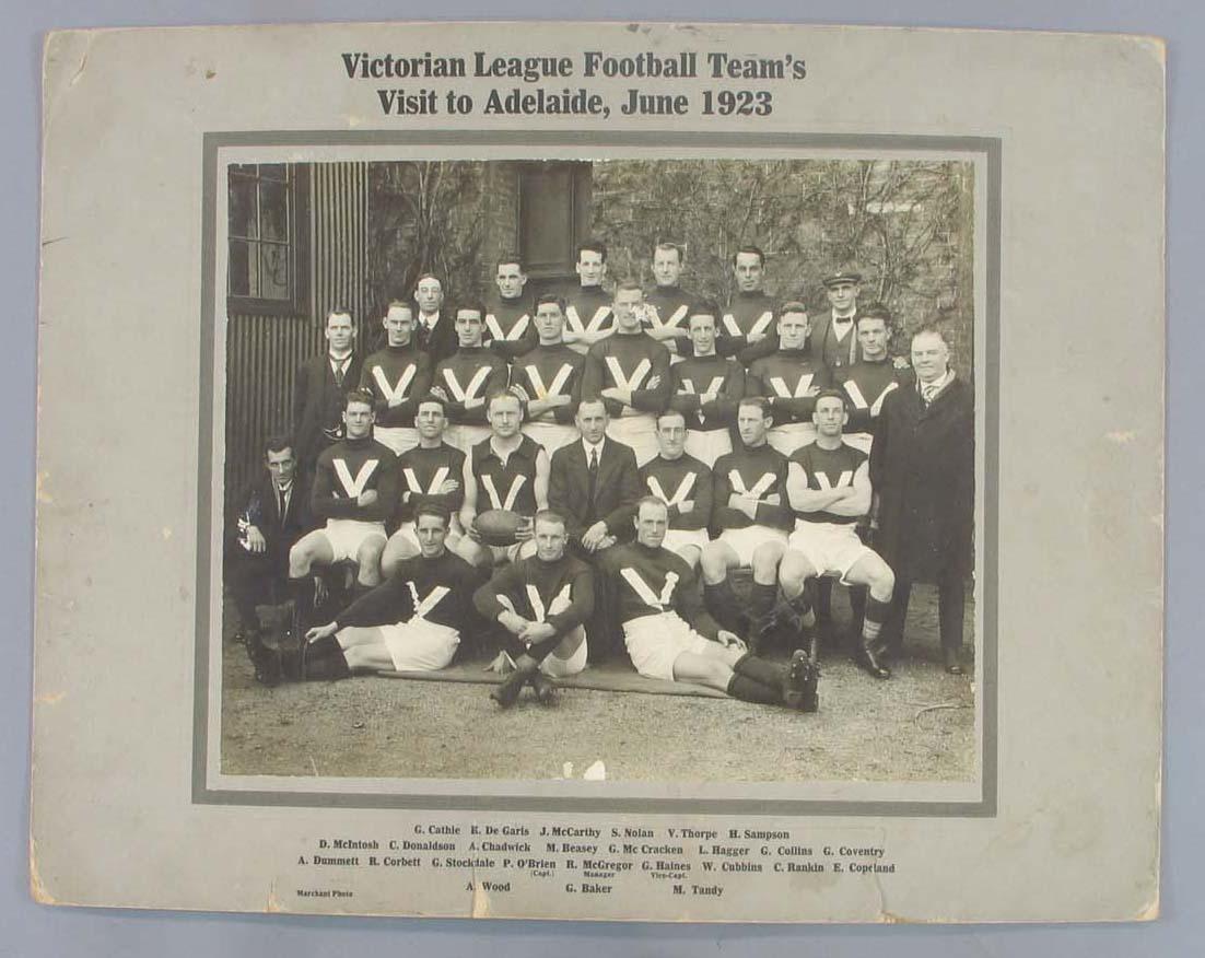 Photograph of Victorian League Football Team, Adelaide - June 1923 ...