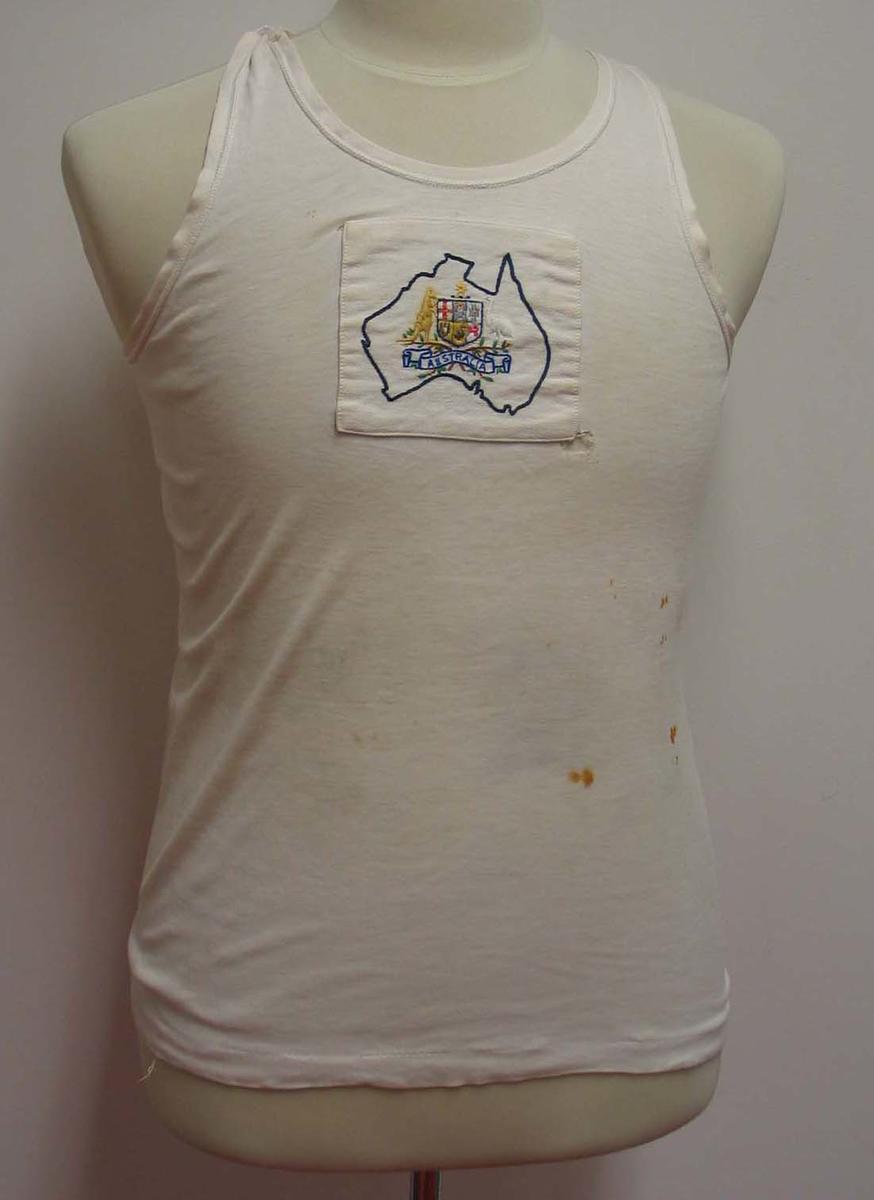 Sleeveless cream coloured rowing singlet worn by Ray Todd. - Australian ...