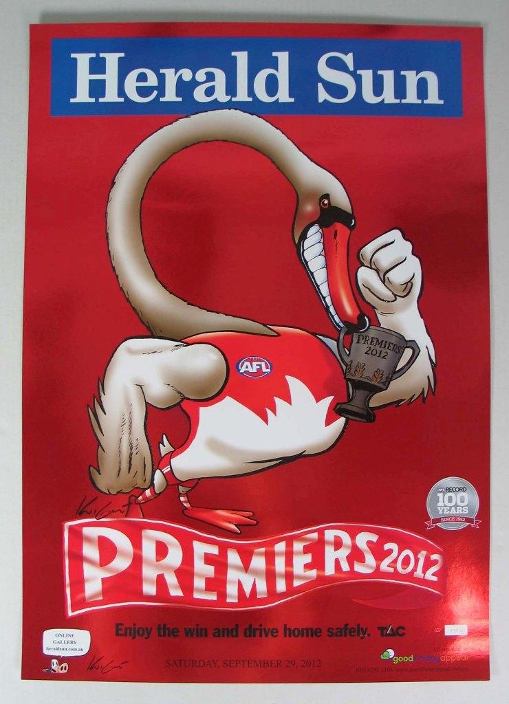 Limited edition 'Herald Sun' AFL Sydney Football Club Premiers poster ...