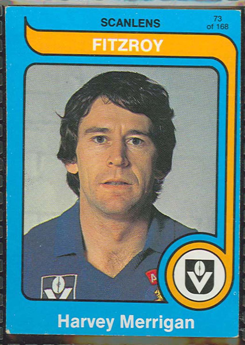 1980 Scanlens (Scanlens) Australian Football Harvey Merrigan Trade Card ...
