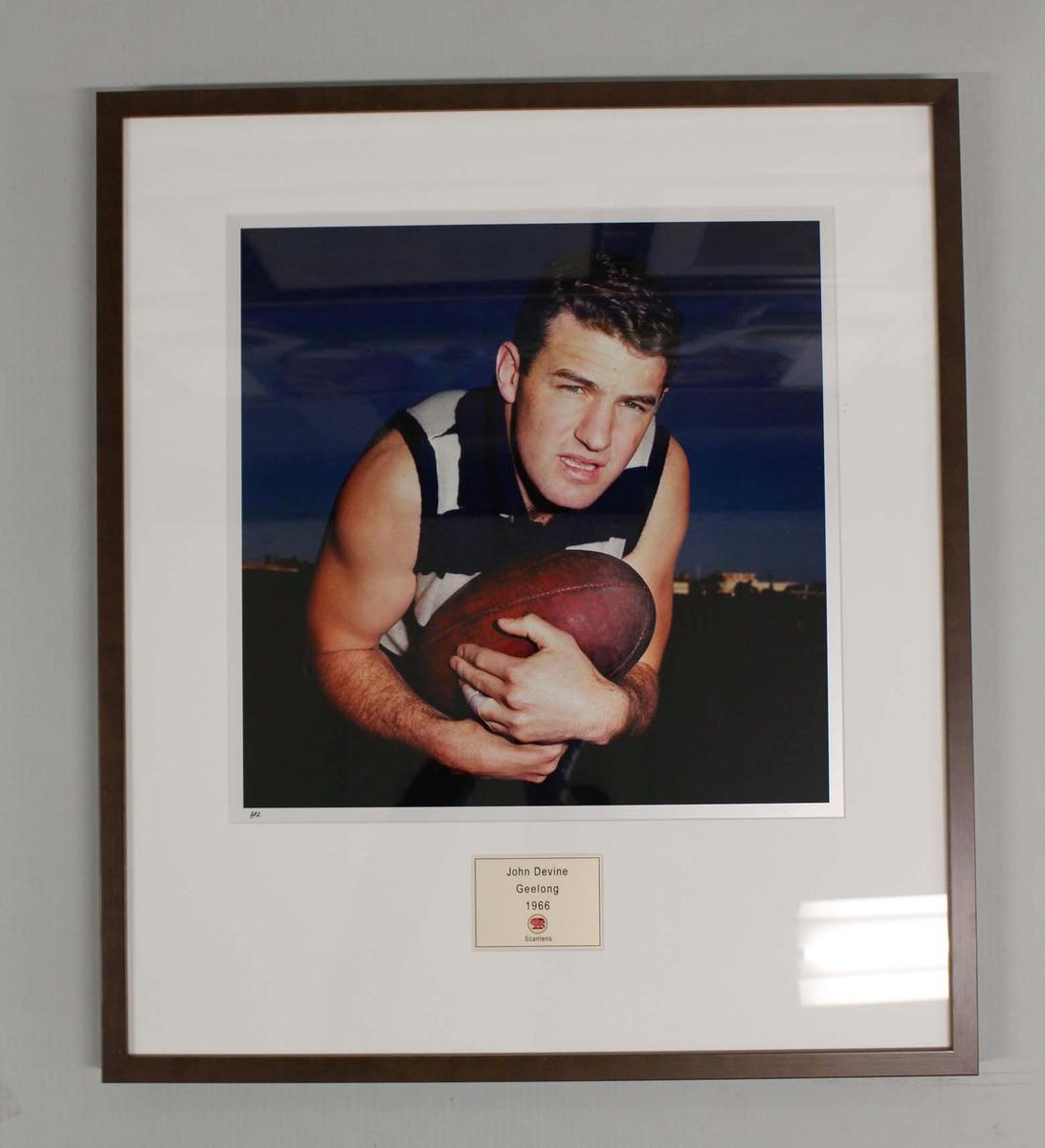Framed reproduction photograph of John Devine, Geelong F.C. from ...