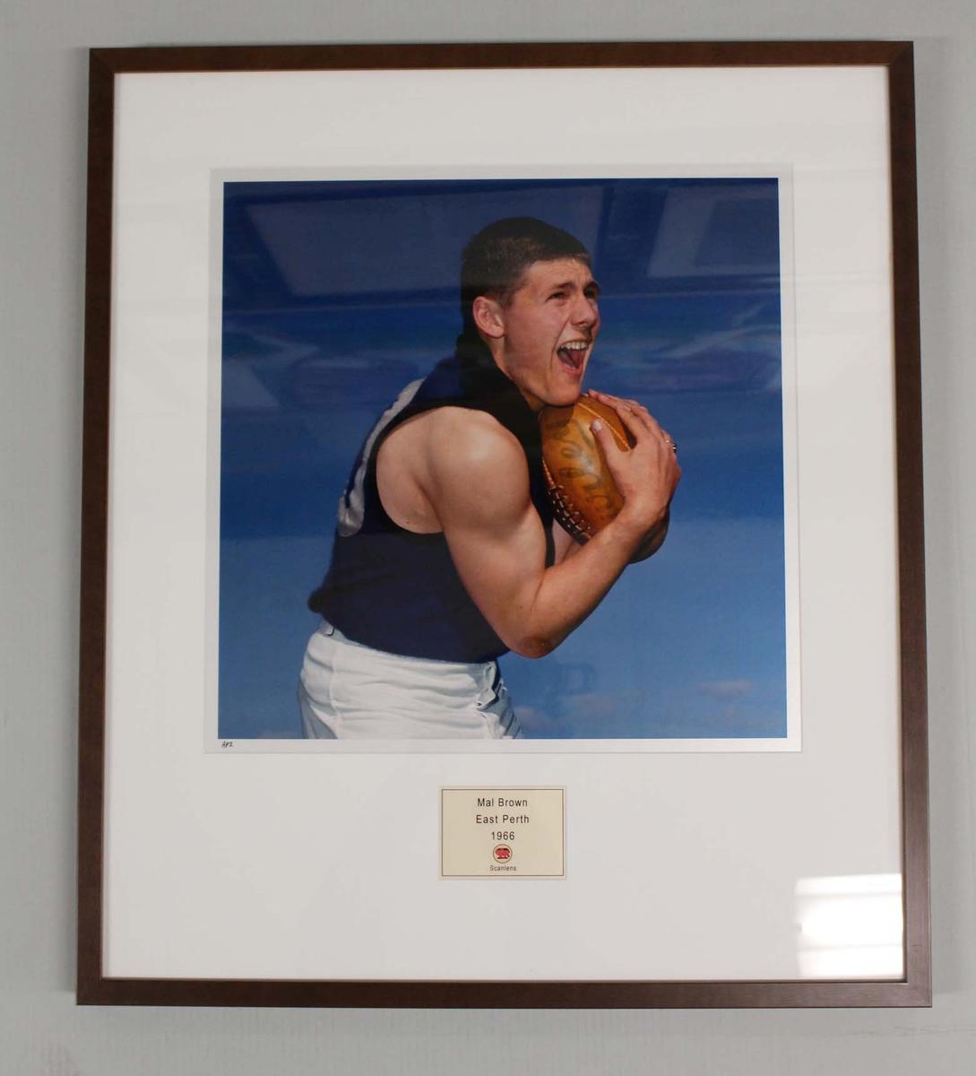 Framed reproduction photograph of Mal Brown, East Perth F.C. from ...