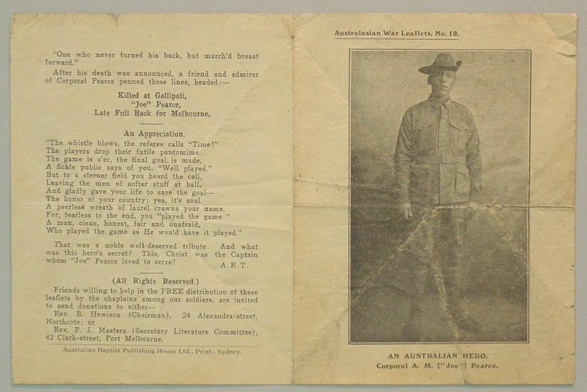 Pamphlet, "An Australian Hero" - Australian Sports Museum